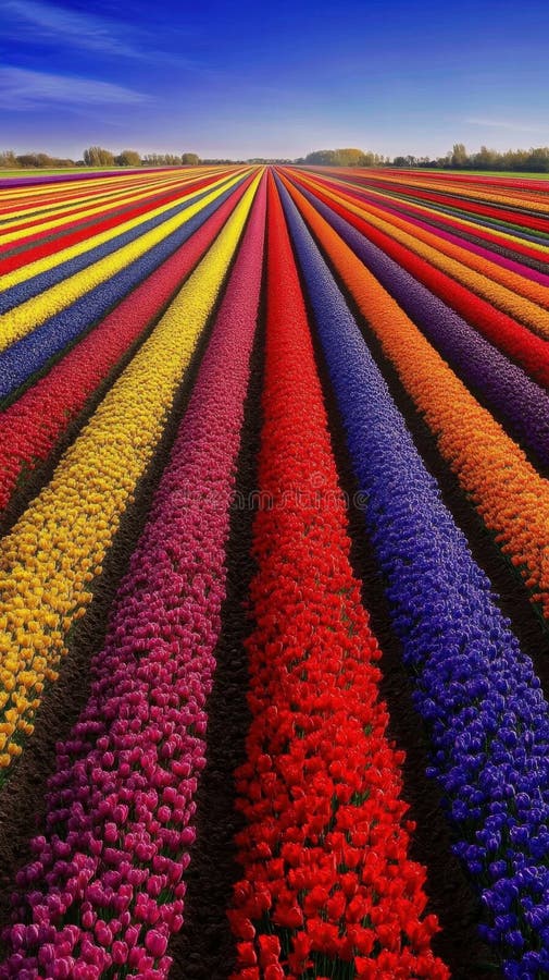 Spring Tulip Fields Vibrant Stock Image - Image of tulip, summer: 382509531