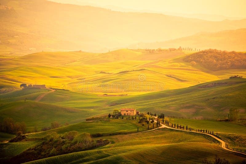 Tuscany at early morning stock photo. Image of field - 27633046