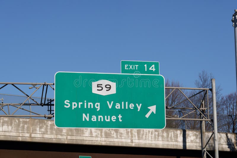Spring Valley and Nanuet Exit Sign Editorial Stock Image - Image of ...