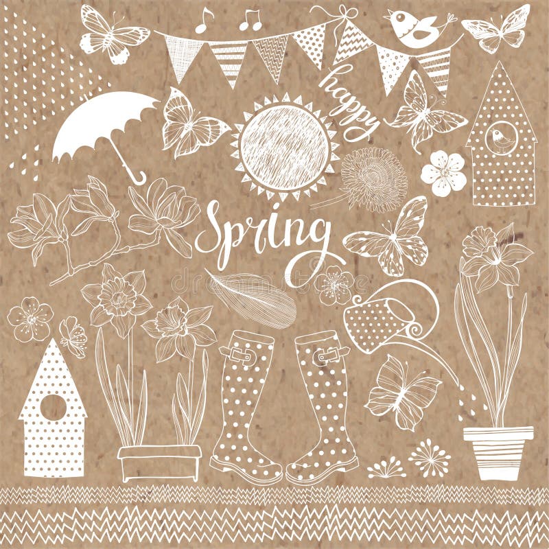 Spring. Vector Collection of Elements for Design. Hand- Stock Vector ...