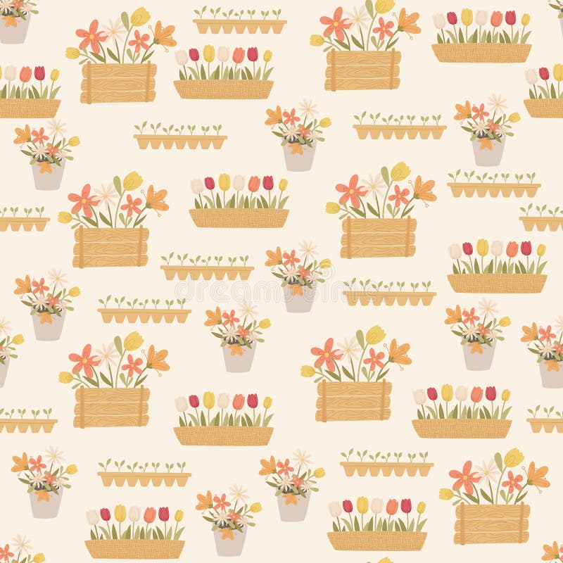 Spring Vector Seamless Pattern Stock Vector - Illustration of design ...
