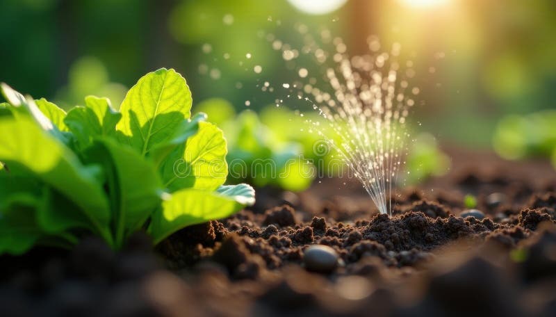Spring Vegetable Garden, Drip Irrigation System Close Up, Fresh, Nature ...