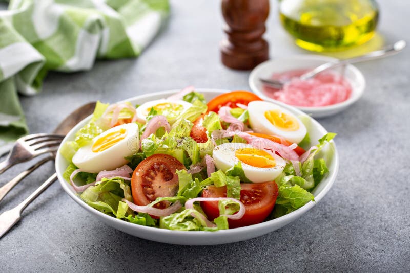 Spring Vegetable Salad with Boiled Eggs Stock Photo - Image of dish ...