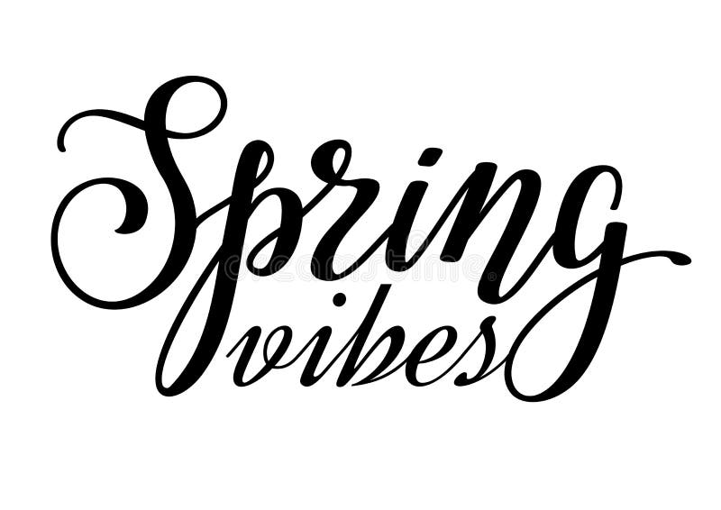 Spring Vibes Black Lettering Phrase. Vector Illustration Stock Vector ...