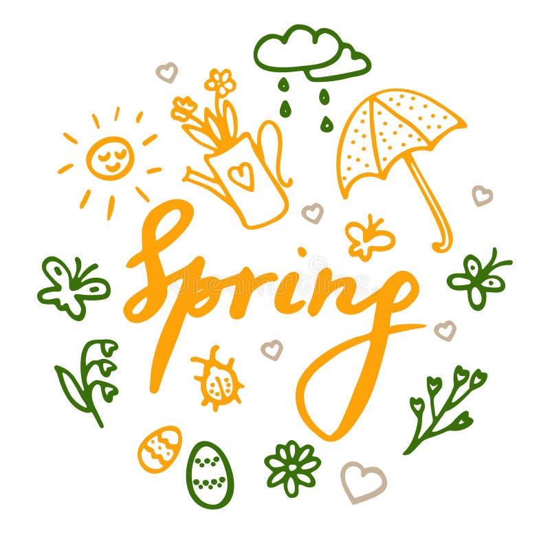 Spring Vibes. Marker Hand Drawn Illustration Stock Vector ...