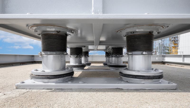 Spring Vibration Isolators Supporting Industrial Hvac Unit on Rooftop ...