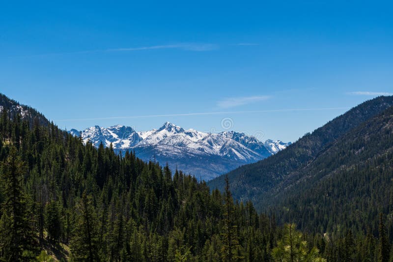 Spring View of Cascade Mountains with Snow, Washington Stock Image ...