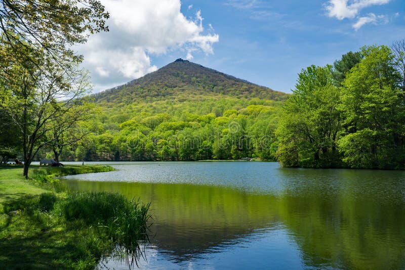 Spring View of Sharp Top Mountain and Abbott Lake Stock Photo - Image ...