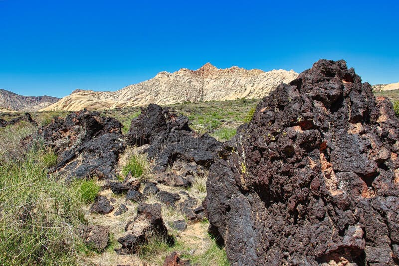 Spring View of Whiterocks with Lava Fields in the Foreground, Snow ...