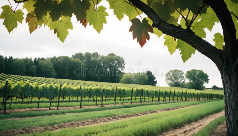 Spring Vineyard Under Fresh Leaves Stock Image - Image of serene, rural ...