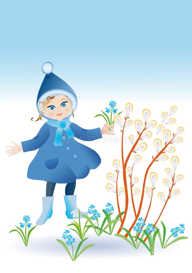 Spring walk stock vector. Illustration of nature, child - 13449361