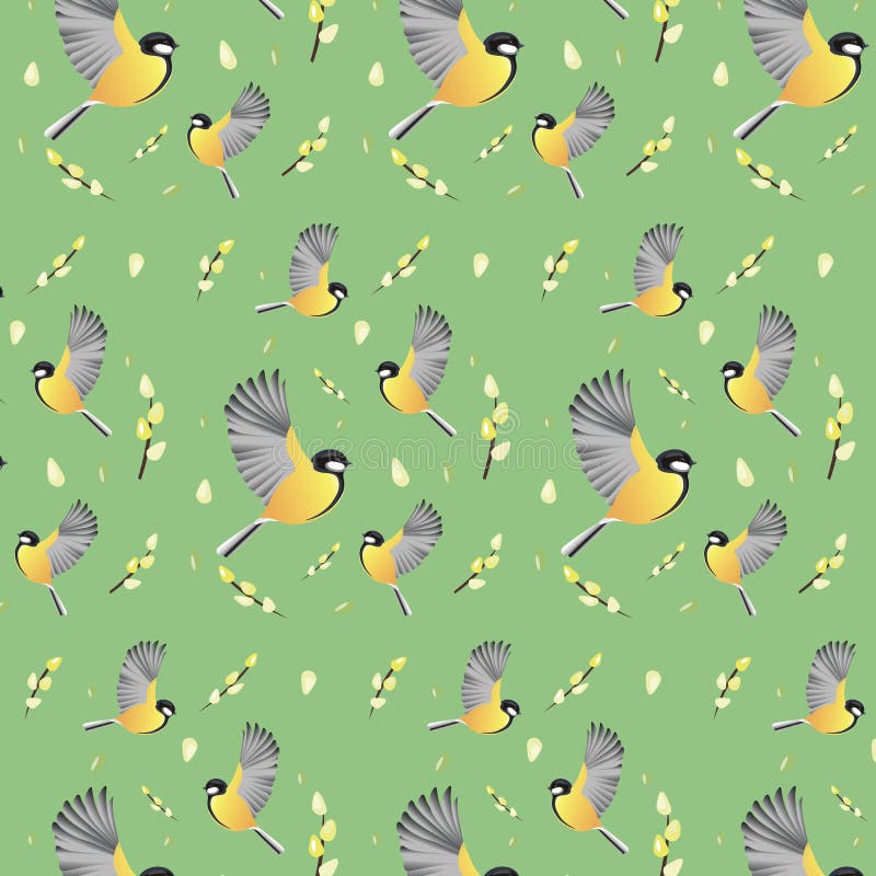 Spring Wallpaper with Birds. Background Stock Vector - Illustration of ...