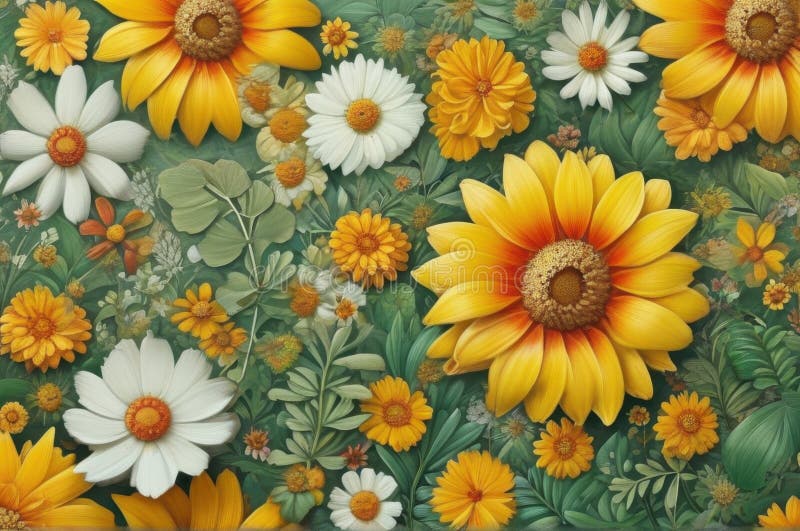 A Spring Wallpaper with Flowers at 26-1-2025 Stock Illustration ...