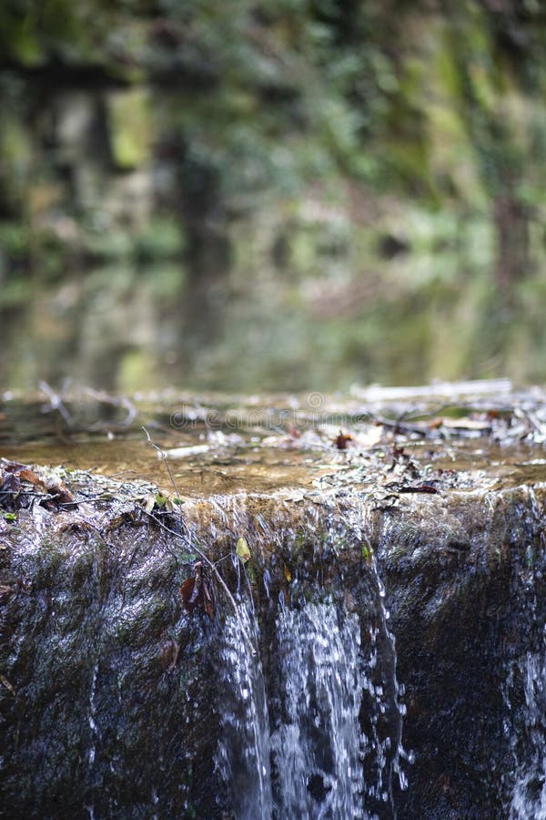 Spring Water Falling from a Rock Waterfall Stock Image - Image of water ...