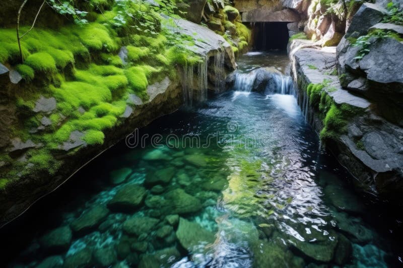 Spring Water Flowing from an Underground Hot Source Stock Illustration ...