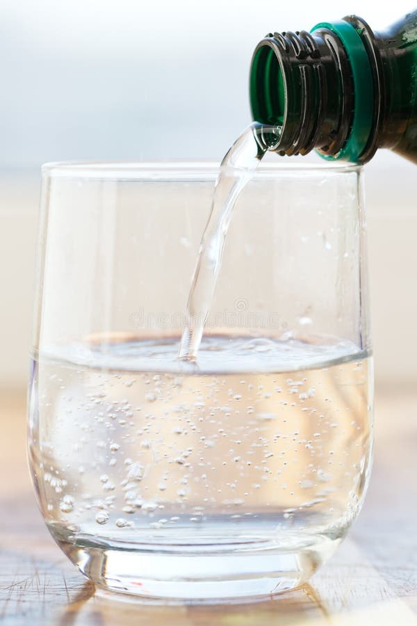 Spring Water Pouring into Glass Stock Image - Image of transparent ...