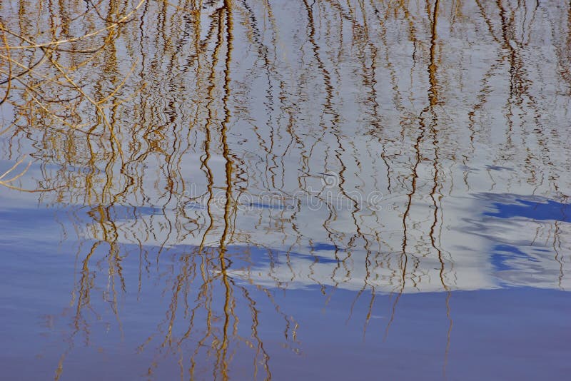 Spring Water Texture Reflection of Clouds and Trees Stock Photo - Image ...