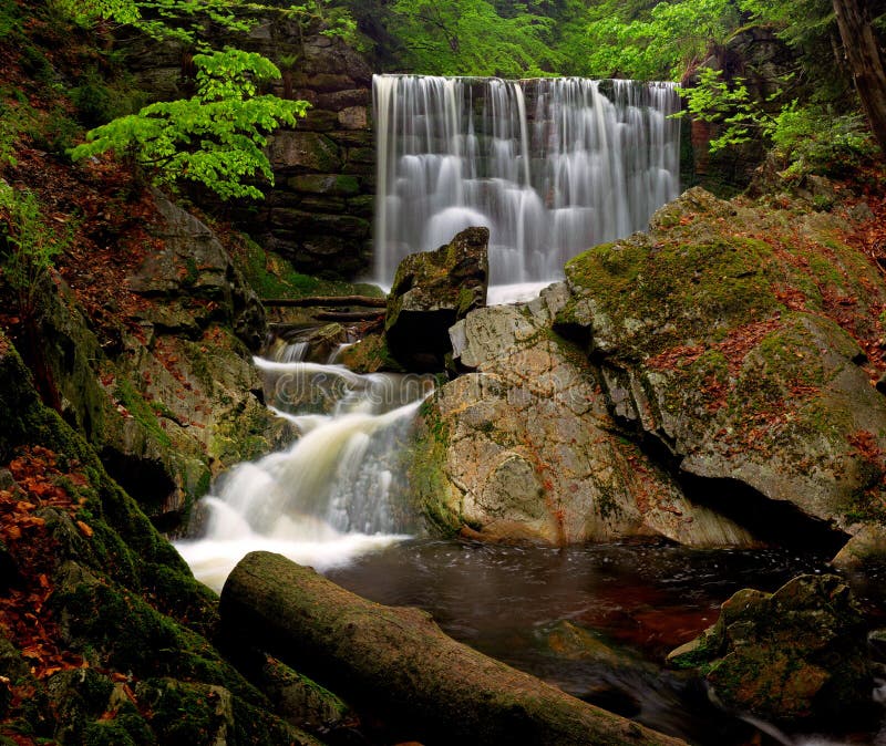 Spring waterfall stock photo. Image of cascade, moss, torrent - 1009758
