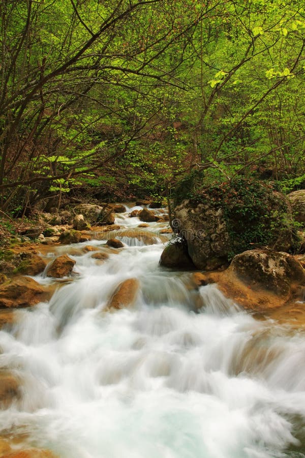 Spring waterfall stock image. Image of panorama, shine - 19451413