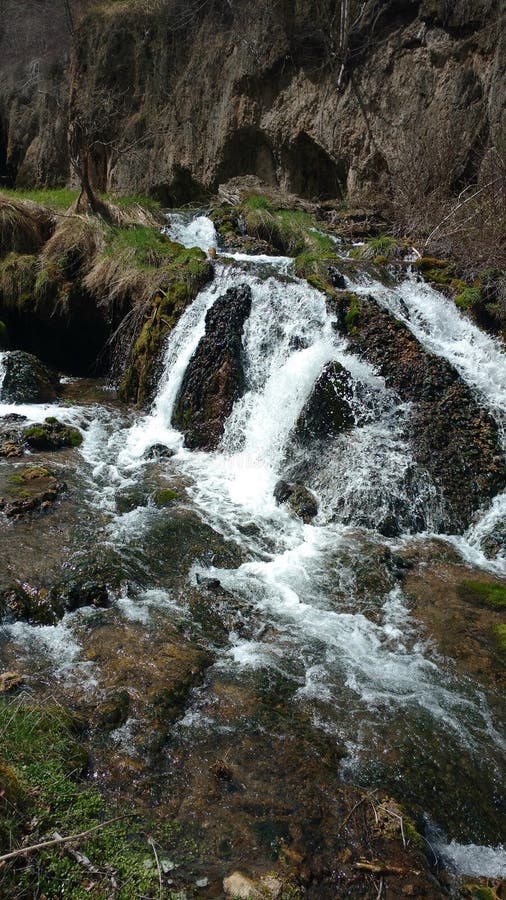 Spring Waterfall stock image. Image of nature, ocean - 95049981
