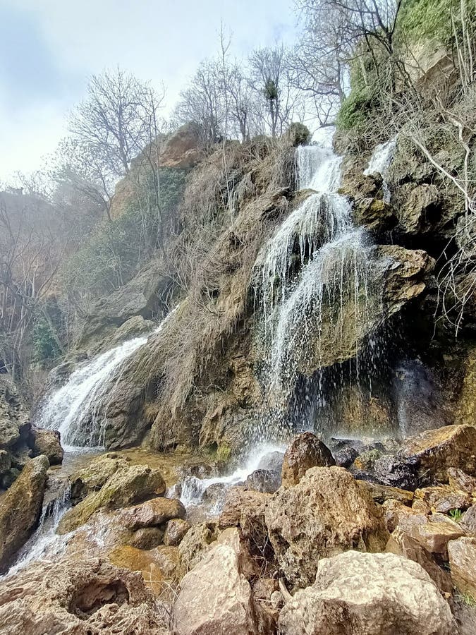 Spring Waterfall at the Deep of Mountain Forest with Much of Water ...