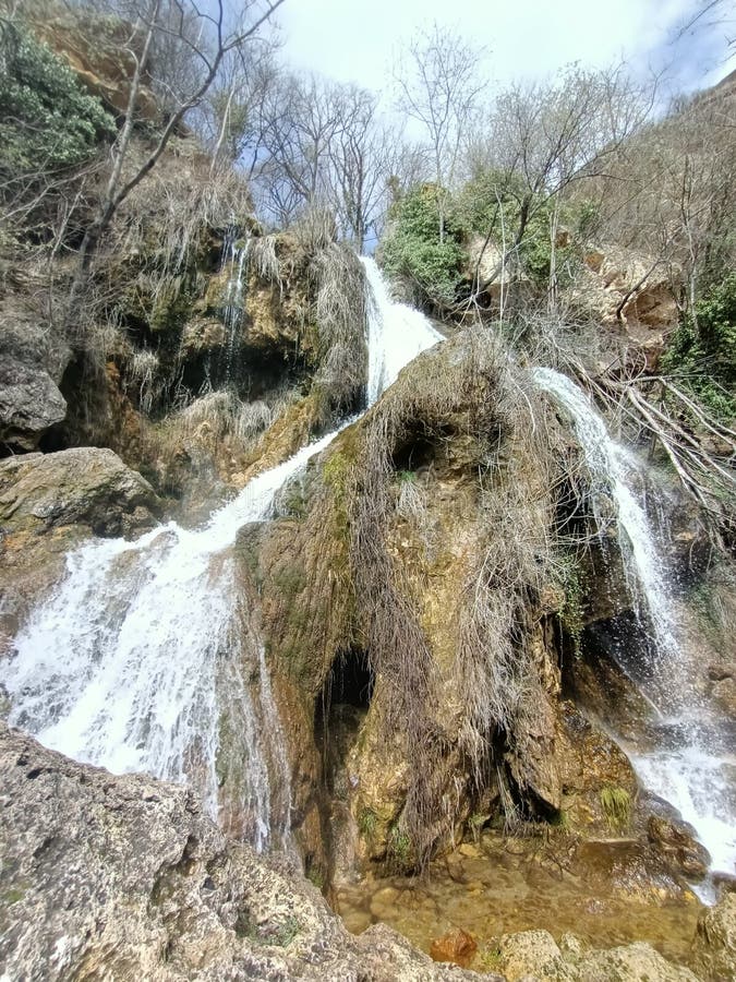 Spring Waterfall at the Deep of Mountain Forest with Much of Water ...