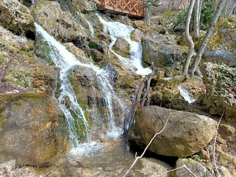 Spring Waterfall at the Deep of Mountain Forest with Much of Water ...