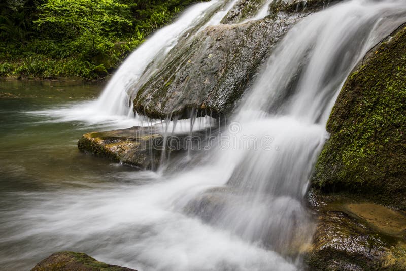 Spring Waterfall in La Garrotxa, Girona, Spain Stock Image - Image of ...
