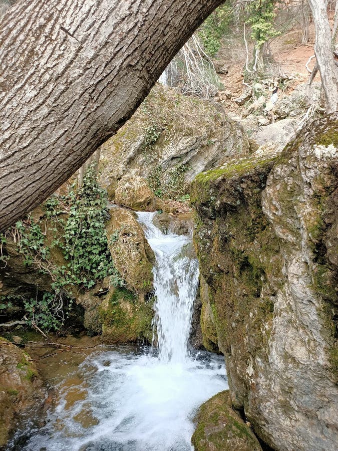 Spring Waterfall at the Deep of Mountain Forest with Much of Water ...