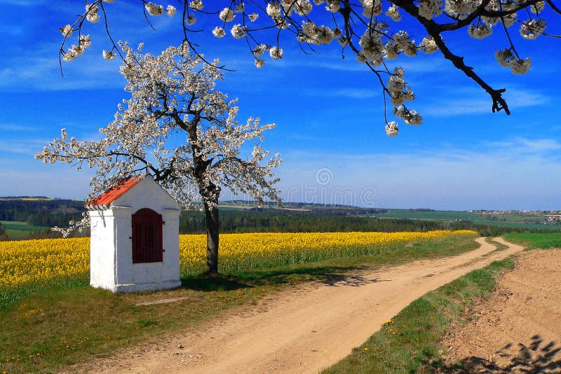 Spring way stock image. Image of peaceful, chapel, quiet - 14014005