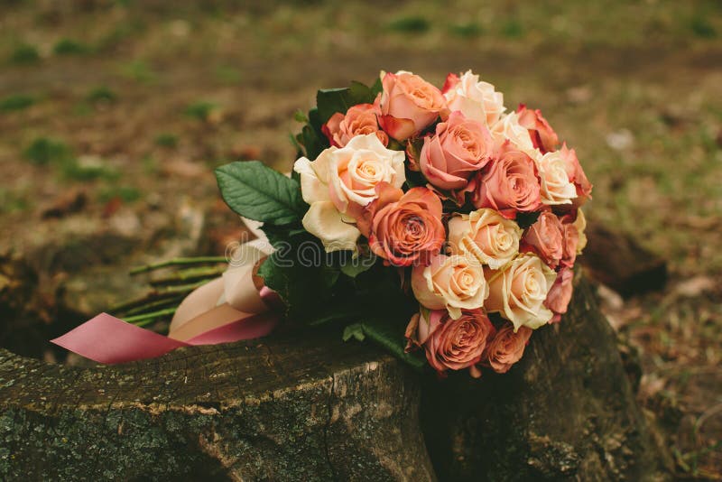 Spring Wedding Roses Bouquet Stock Photo - Image of season, decoration ...