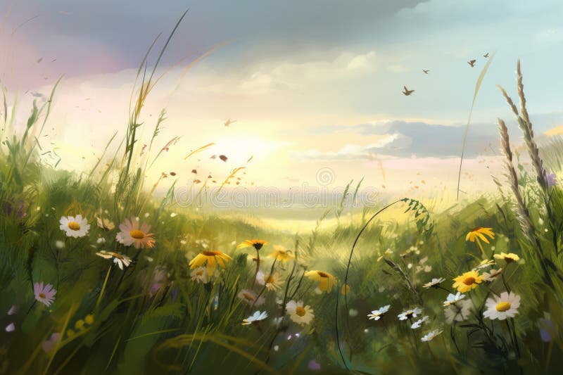 Spring Wild Flowers. Generate Ai Stock Illustration - Illustration of ...