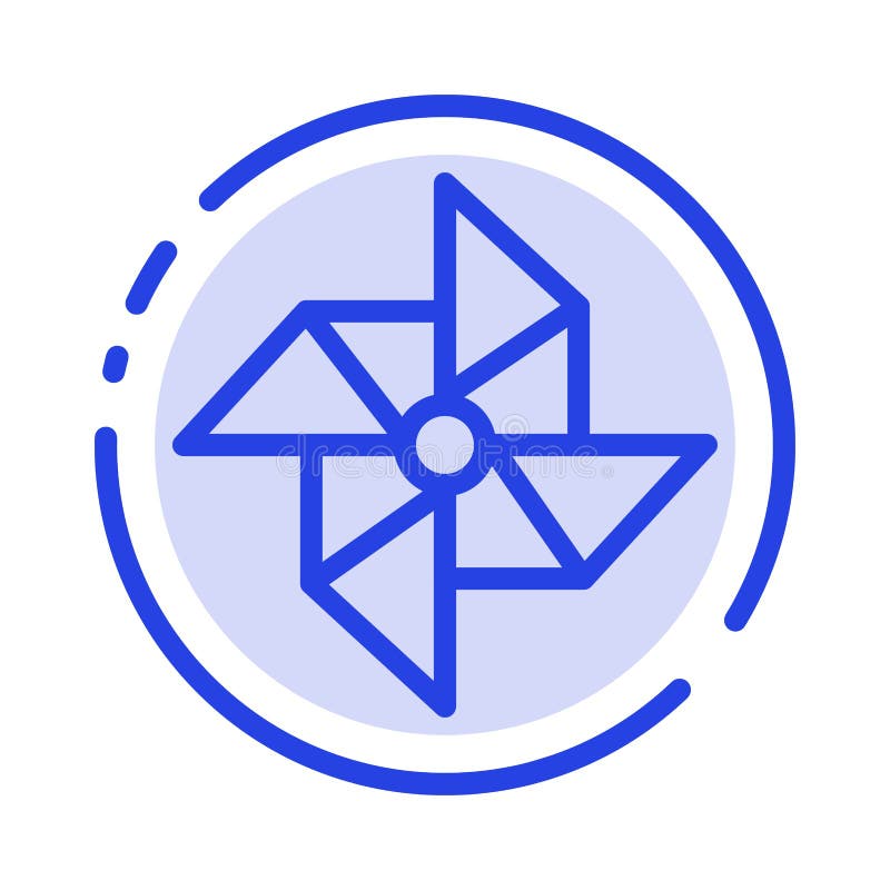 Spring, Wind, Windmill Blue Dotted Line Line Icon Stock Vector ...