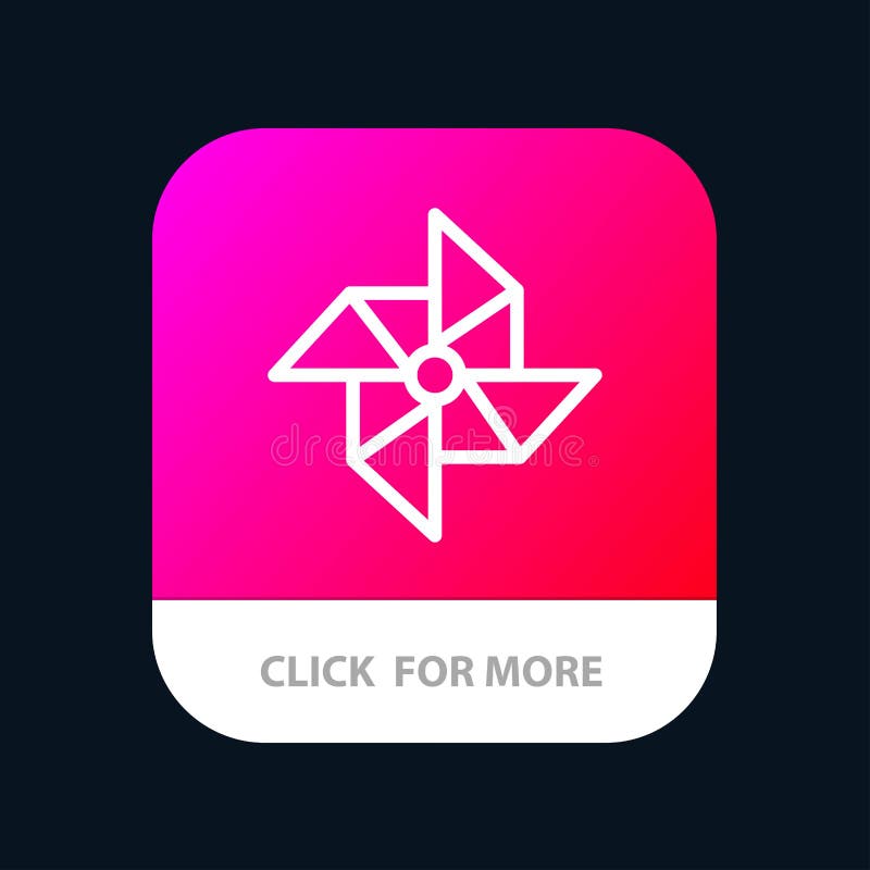 Spring, Wind, Windmill Mobile App Button. Android and IOS Line Version ...