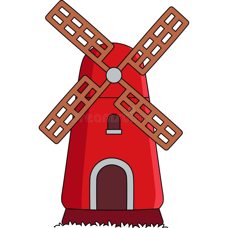 Spring Windmill Cartoon Colored Clipart Stock Vector - Illustration of ...