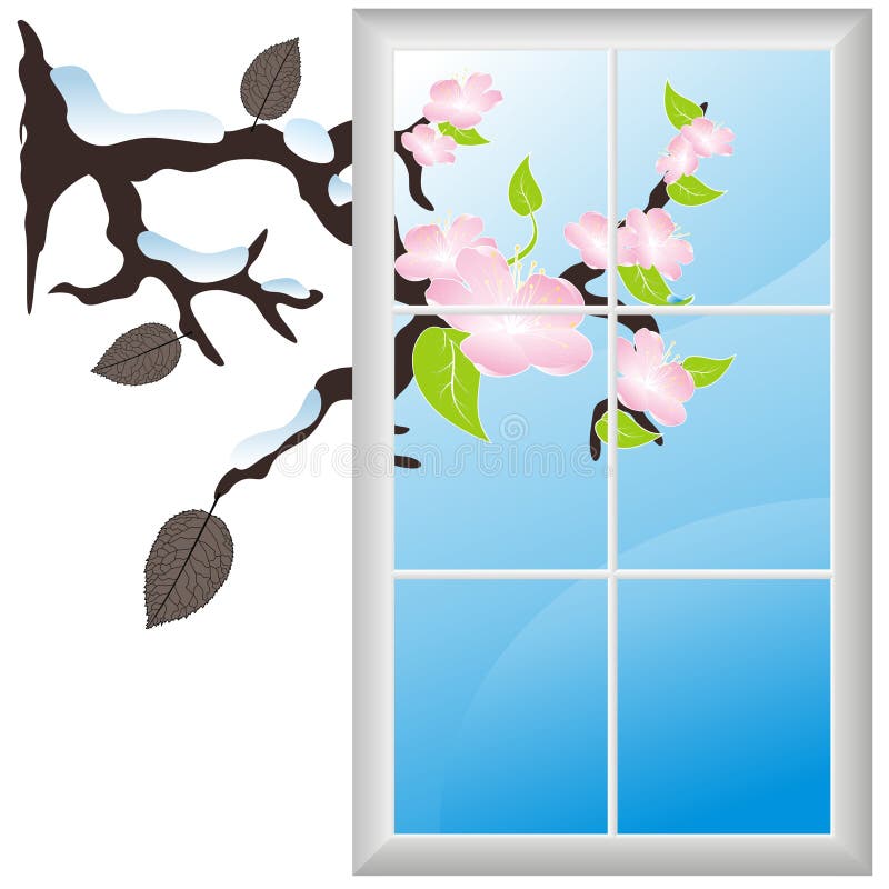 Spring in the window stock vector. Illustration of green - 23582255