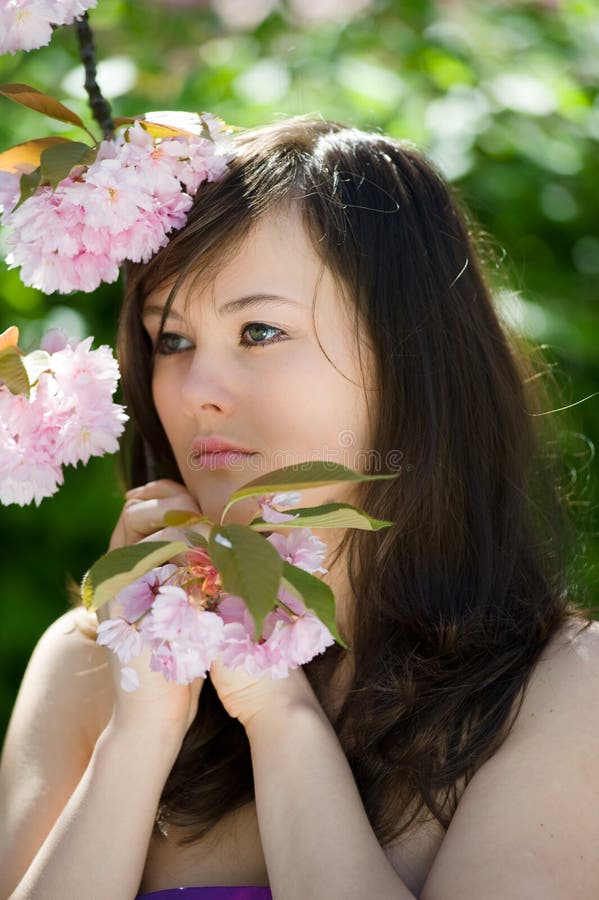 Spring woman stock image. Image of feminine, flower, outdoor - 9164183