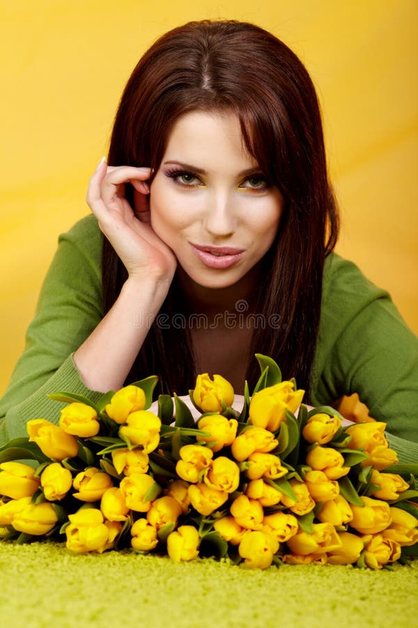 Spring woman with flower stock image. Image of portrait - 13163795