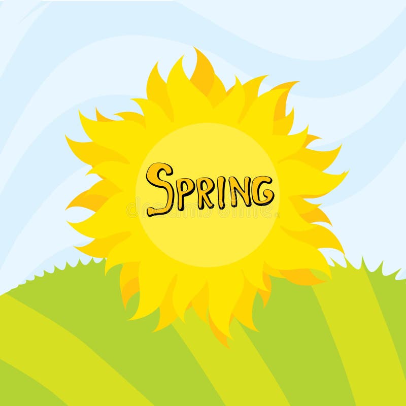 Spring Word, Flowers and Butterfly Vector. Stock Vector - Illustration ...