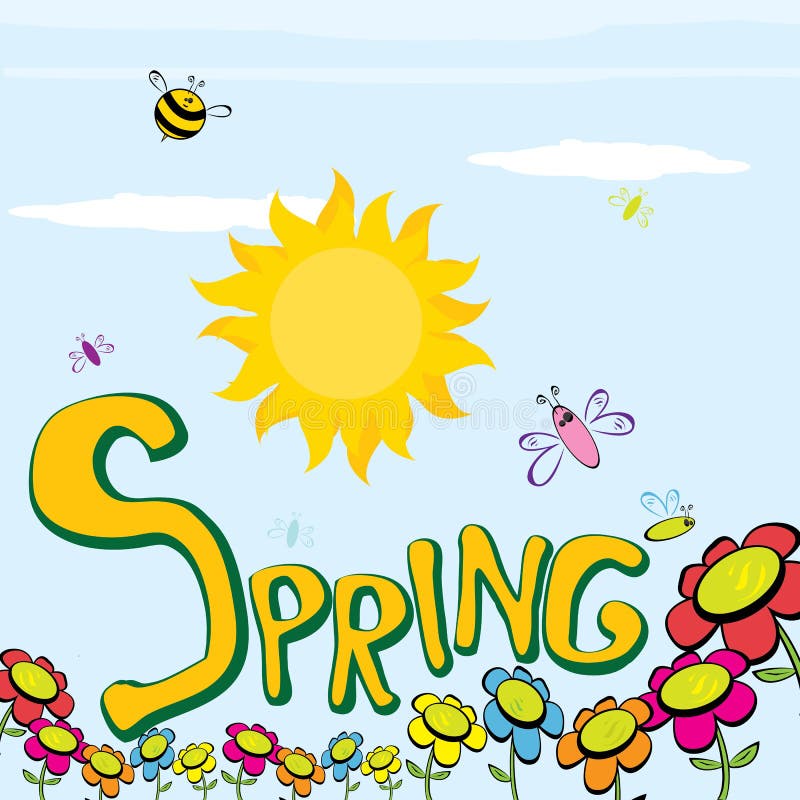 Spring Word Flowers Butterfly Stock Illustrations – 370 Spring Word ...