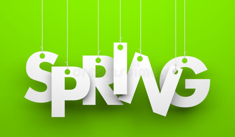 Spring Word Hanging on a Strings Stock Illustration - Illustration of ...