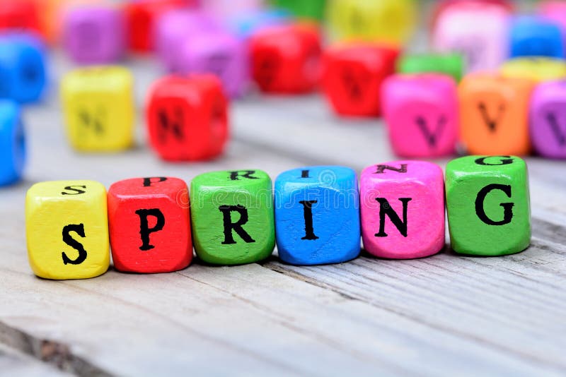 Spring word on table stock image. Image of closeup, happy - 84259091