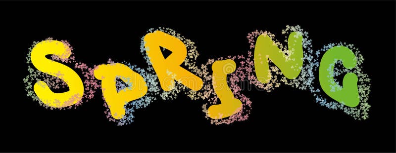 Spring Words, Isolated on Black Ground, Vector Illustration Stock ...