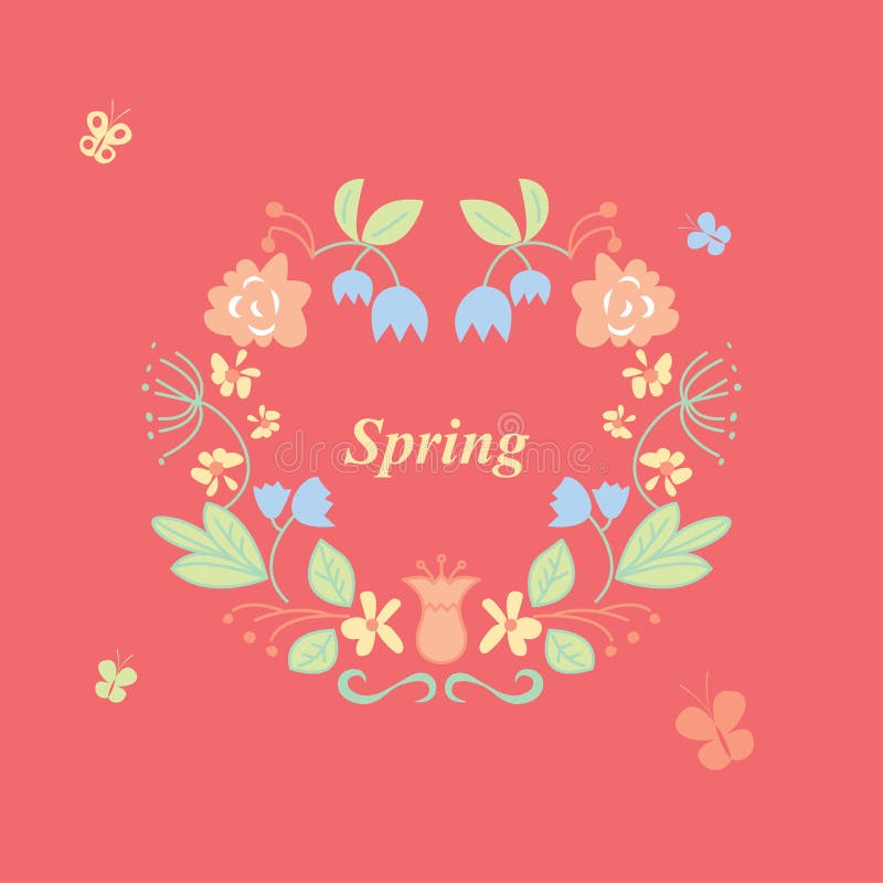 Spring wreath stock vector. Illustration of invitation - 49473973