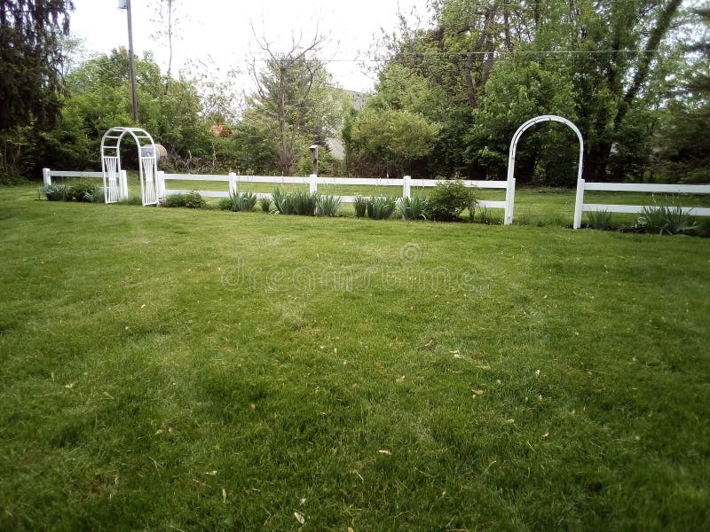 Spring yard work stock photo. Image of work, flowerbed - 148097428