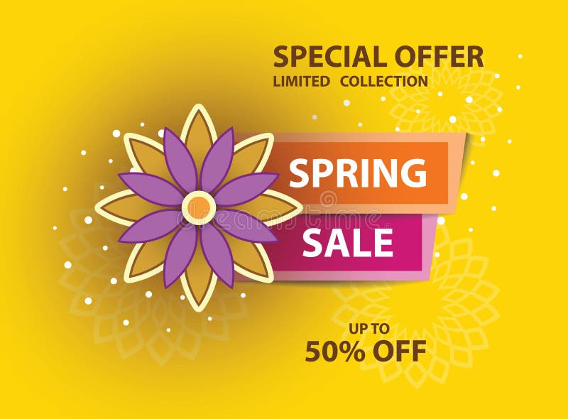 Spring yellow sale poster stock vector. Illustration of market - 128710368