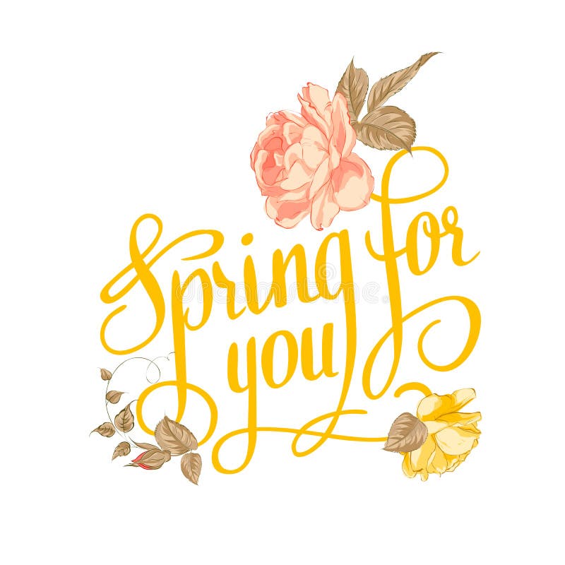 Spring for You. Calligraphic Text Stock Vector - Illustration of ...
