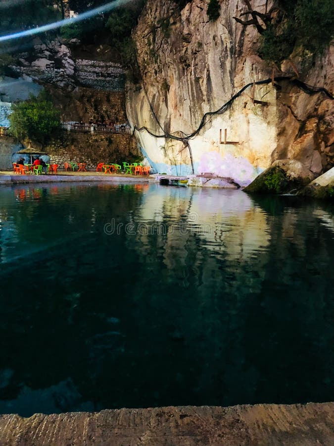 Spring Zarka lake at night stock image. Image of peaceful - 268191903