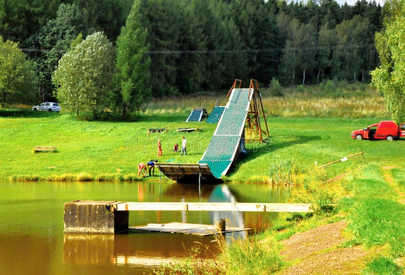Springboard in summer stock image. Image of water, jumping - 35333761