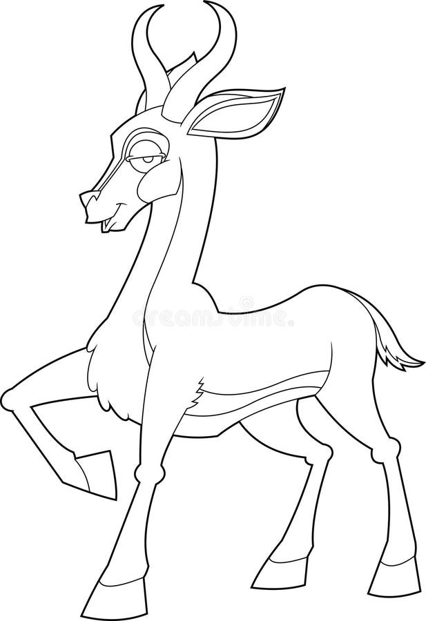 Outlined Springbok Animal Cartoon Character Stock Vector - Illustration ...